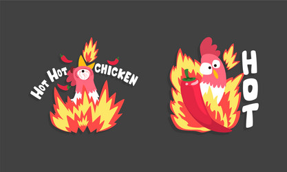Hot spicy chicken with fire as grill and roast Vector Image