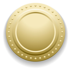 Golden medal mockup realistic round honor badge Vector Image