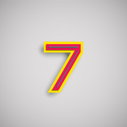 Isometric number 7 doodle on white background Vector Image