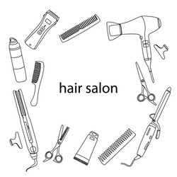Frame border hairdressing tools Royalty Free Vector Image