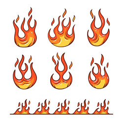 Hand drawn cartoon fire isolated on white Vector Image