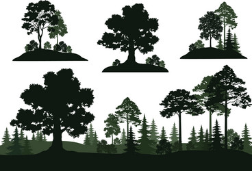 Set of different landscape with trees Royalty Free Vector
