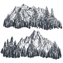 Mountains sketch ranges hand drawing Royalty Free Vector