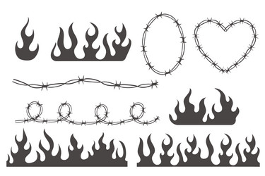 Neo tribal pink emo borders barb wire and flame Vector Image