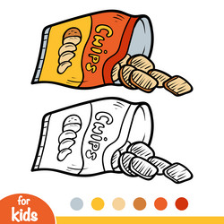 Coloring book chips bag Royalty Free Vector Image
