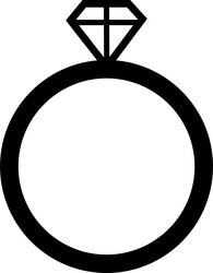 Diamond engagement ring icon black isolated Vector Image