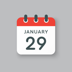 Icon day date 29 january template calendar page Vector Image