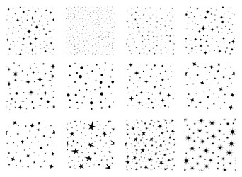 Random stars seamless patterns set starry sky Vector Image
