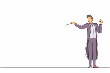 Single continuous line drawing man music Vector Image