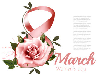 8th march vintage pink rose with ribbon Royalty Free Vector