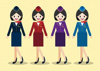 Cartoon character with beautiful air hostess Vector Image