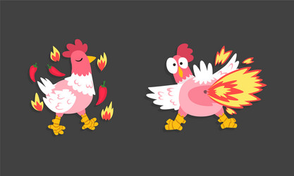 Hot spicy chicken with fire as grill and roast Vector Image