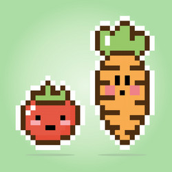 Pixel 8 bits of carrots and cabbage Royalty Free Vector