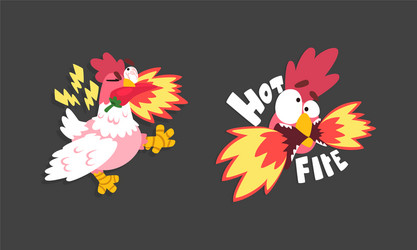 Hot spicy chicken with fire as grill and roast Vector Image