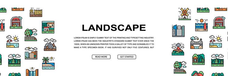 Horizontal Banner with Megapolis Vector Images (over 100)