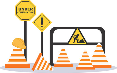Under construction with symbol worker hold stop Vector Image