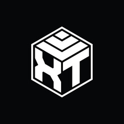 Xt letter logo monogram hexagon shield shape Vector Image