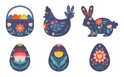 Collection of easter icons featuring traditional Vector Image