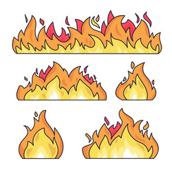 Hand drawn cartoon fire isolated on white Vector Image