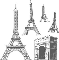 Hand drawn of paris famous Royalty Free Vector Image