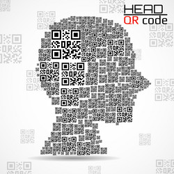 Qr code head silhouette human head with code Vector Image