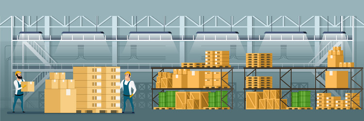 Factory warehouse interior cargo storage Vector Image