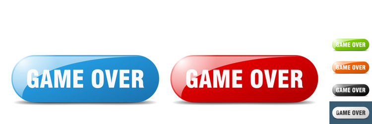 Game over green round flat isolated push button Vector Image