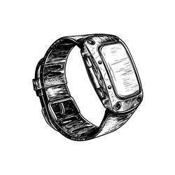 Smartwatch drawing isolated hand drawn engraved Vector Image