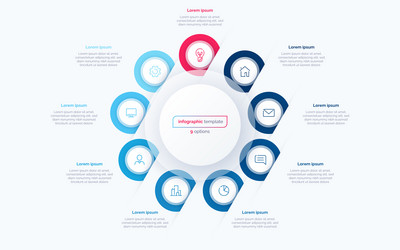 Circle infographic 9 options Royalty Free Vector Image