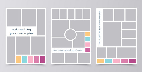 Mood board grid photo collage template Royalty Free Vector