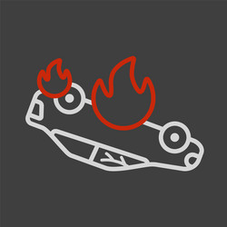 Burning car auto accident inverted with fire Vector Image