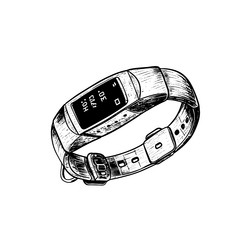 Smartwatch drawing isolated hand drawn engraved Vector Image