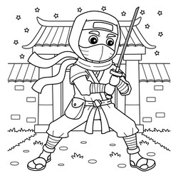 Ninja weapons coloring page for kids Royalty Free Vector