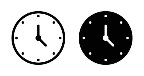 Clock icon set time hour wall symbol in a black Vector Image