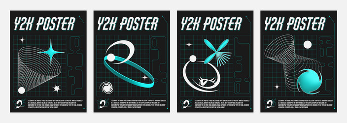 Y2k vibe space banners set Royalty Free Vector Image
