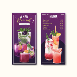 Soda drink menu leaflet and brochure watercolor Vector Image