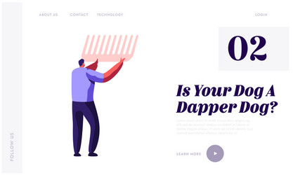 Tiny character holding huge hair dryer pet Vector Image