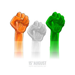 Happy independence day tricolor holding hand Vector Image