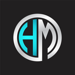 Hm logo monogram with circle and four taper shape Vector Image