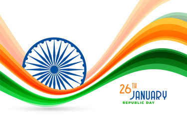 26th january republic day wavy flag banner concept