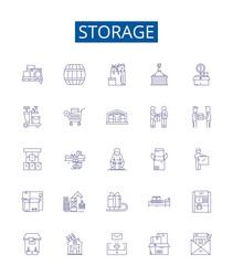 Storage line icons signs set Royalty Free Vector Image