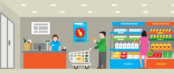 Supermarket store hypermarket building Royalty Free Vector