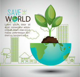 3d planet earth with green sprout and leaves Vector Image