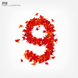 Number 2014 with origami birds Royalty Free Vector Image