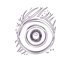 Evil eye halloween sketch outline shadow purple Vector Image