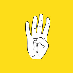 Four finger hand sign basic style Royalty Free Vector Image
