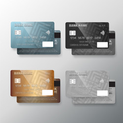 Realistic credit card template set bank Royalty Free Vector