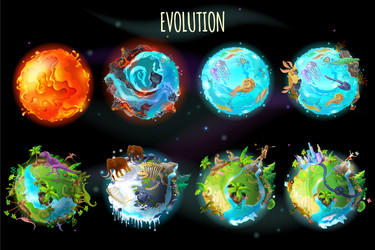 Cartoon planet evolution game design set Vector Image