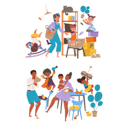 Naughty hyperactive children characters making Vector Image
