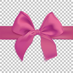Pink satin bow ribbon with knot Royalty Free Vector Image